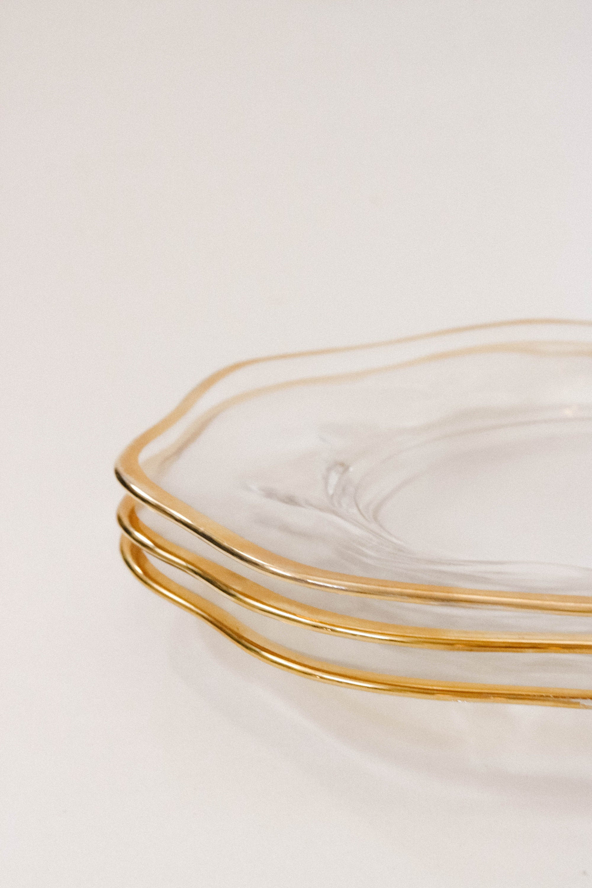 Scalloped Gold Rimmed Glass Plates | Etsy