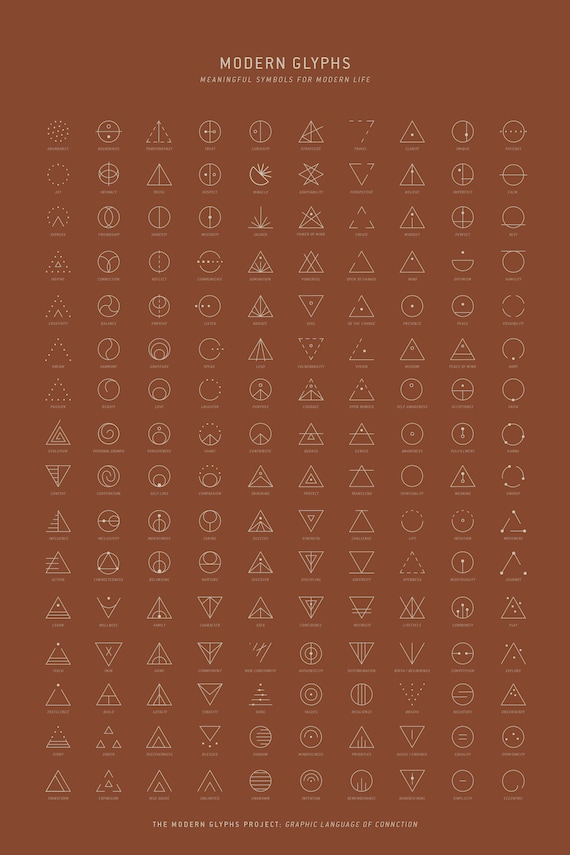 Modern Glyphs Project Symbols Poster 12x18 download and | Etsy