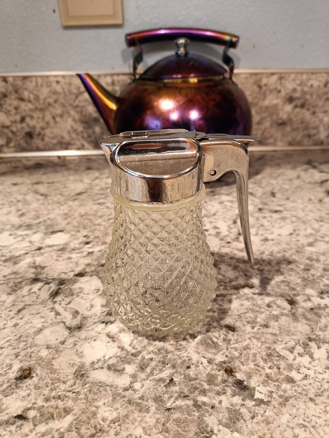 Diamond-cut Glass Sugar Dispenser Restaurant Style Mid Century - Etsy