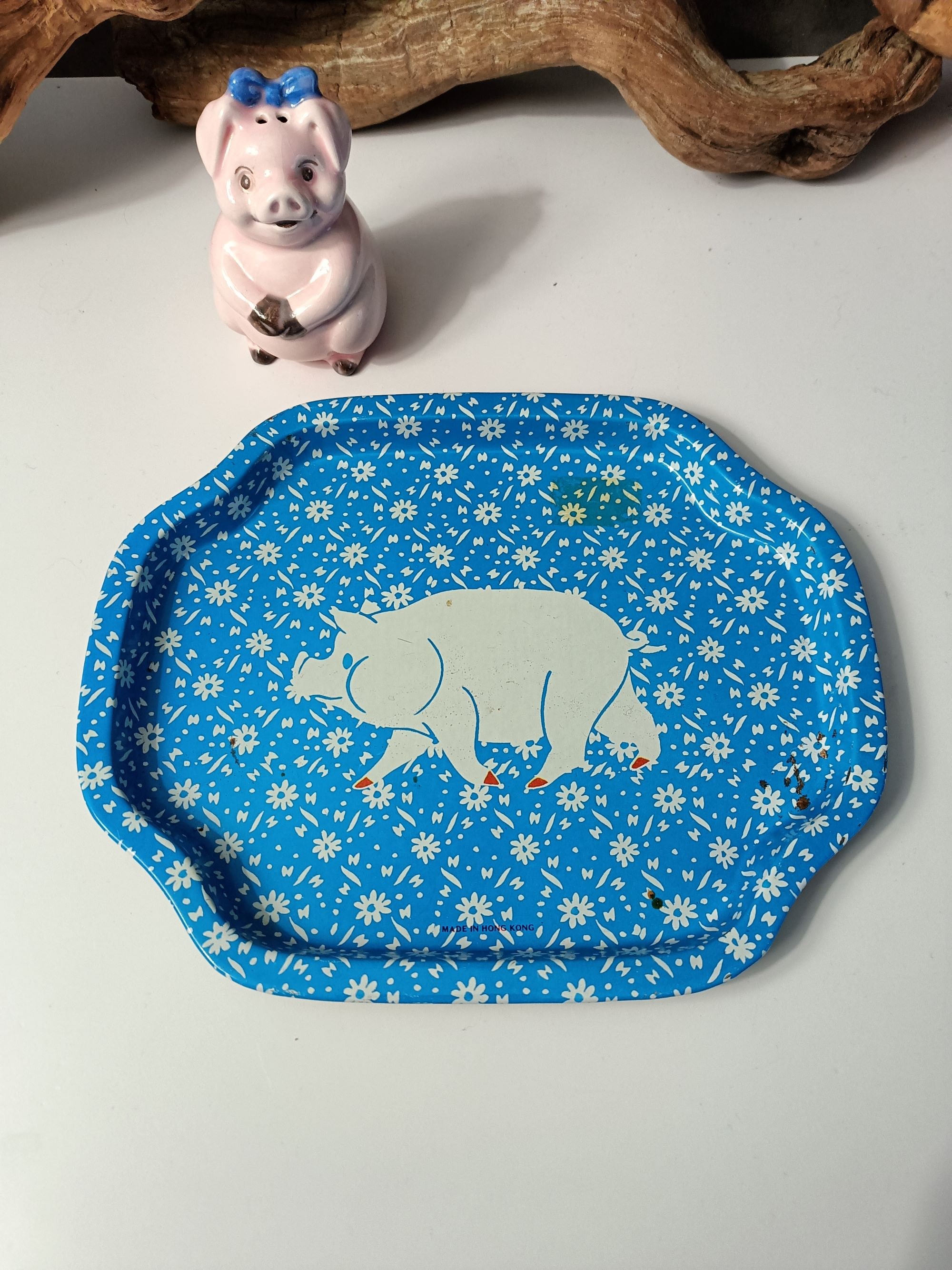 Two Farmhouse Tin Pig and Cow Vintage Decorative Trays - Etsy