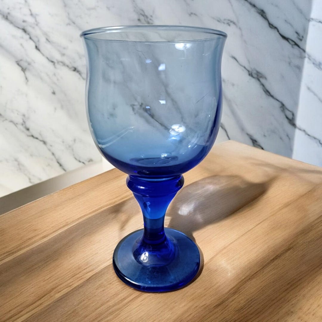 Libbey Blue Clarion Wine Goblets - Etsy