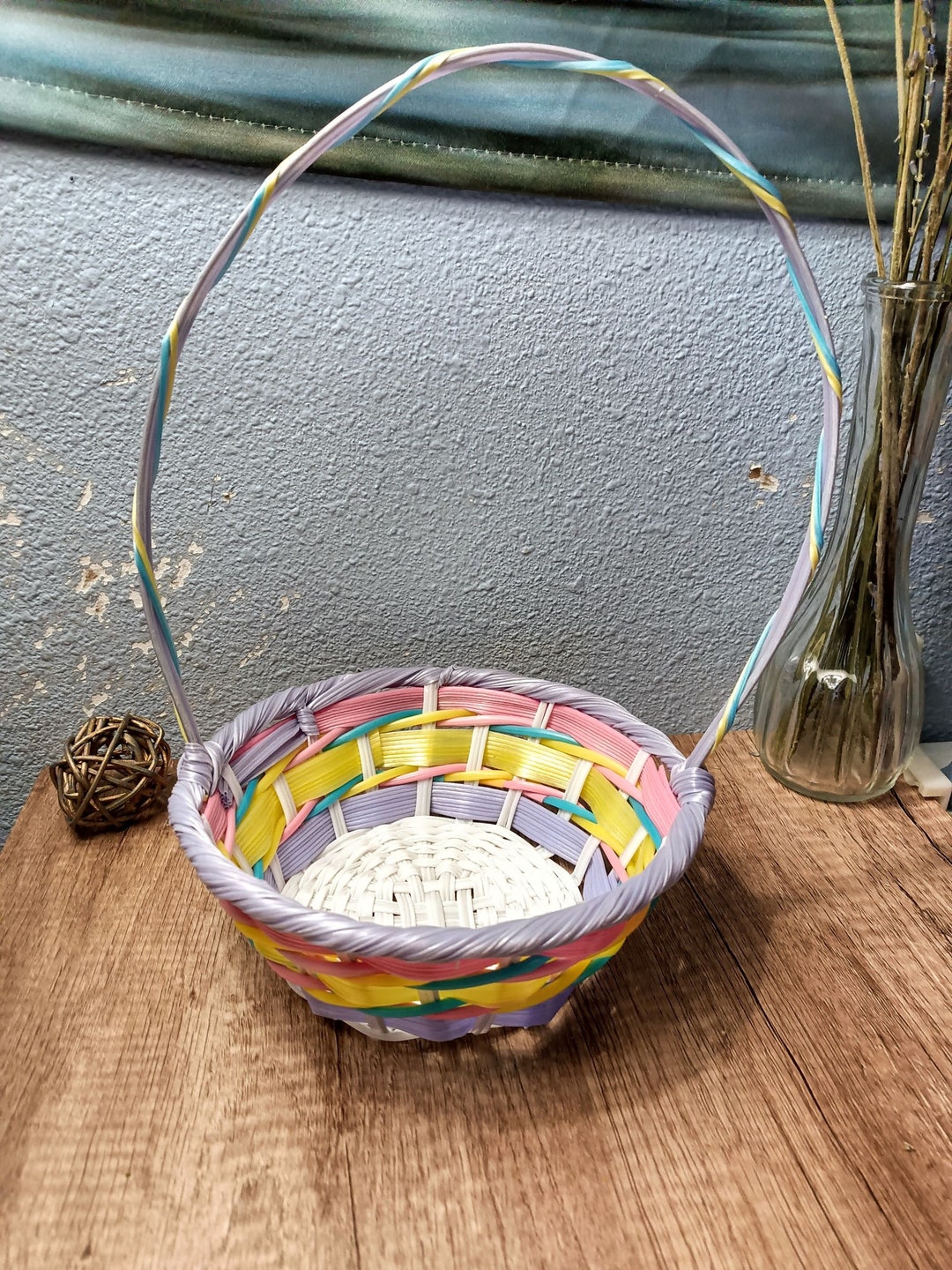 Colorful Wicker Basket - Etsy