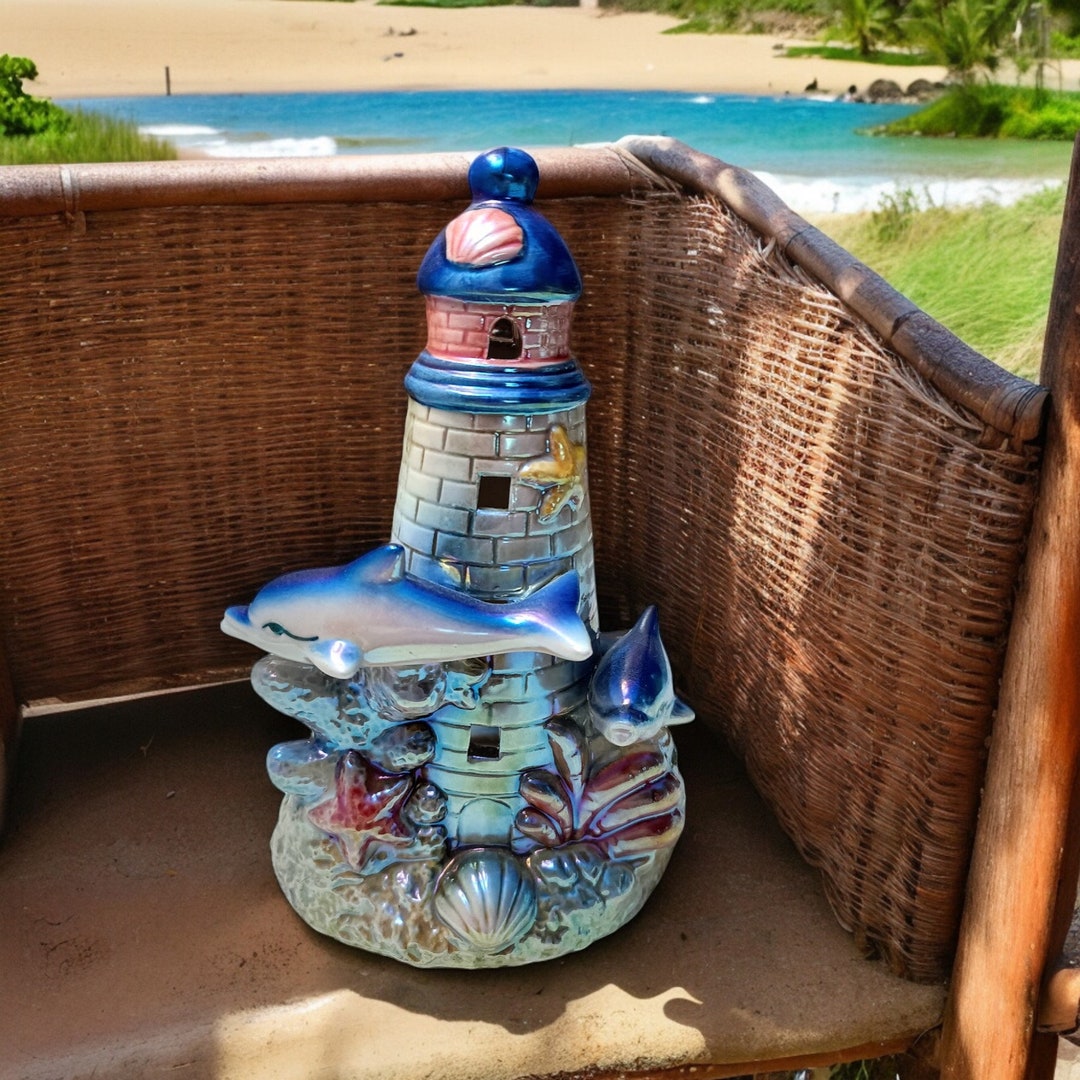 Dolphin Lighthouse Ceramic Figurine Vintage - Etsy