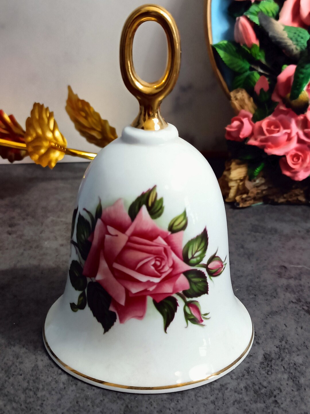 Mischief Rose Fine English Bone China Danbury American Rose Mint Bell ...