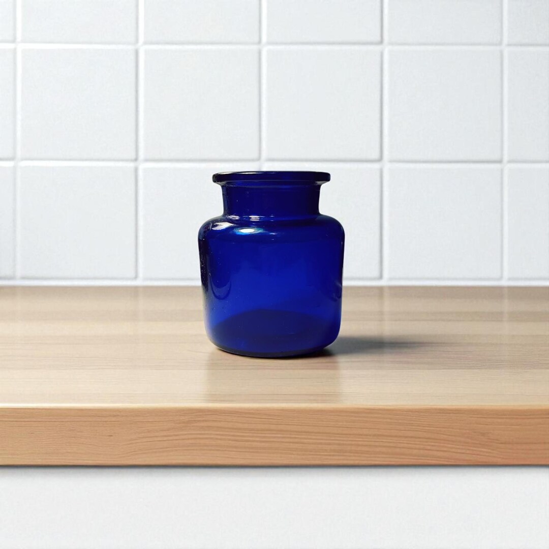 Apothecary Cobalt Blue Glass Jar Without Lid - Etsy
