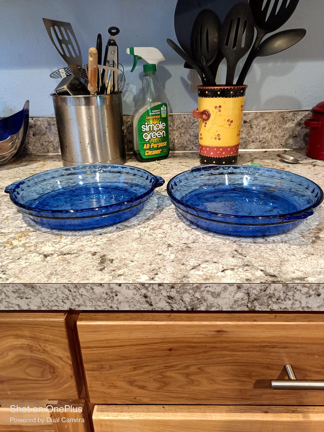 2 COBALT BLUE Pyrex Pie Plate With Handles on Rim, Glass Cookware ...