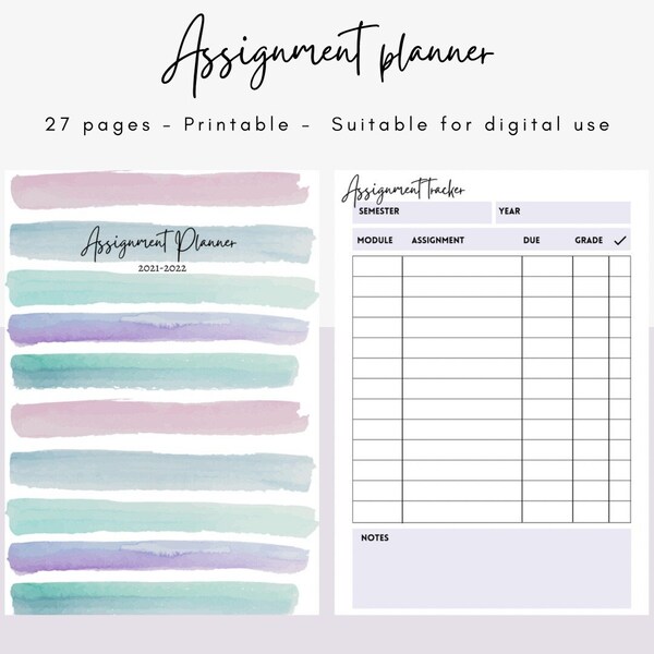 Printable Assignment Tracker - Etsy
