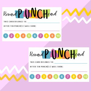 Colorful Reward Punch Card, Punch Card Reward System, Coupon for ...