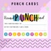 Colorful Reward Punch Card, Punch Card Reward System, Coupon for ...
