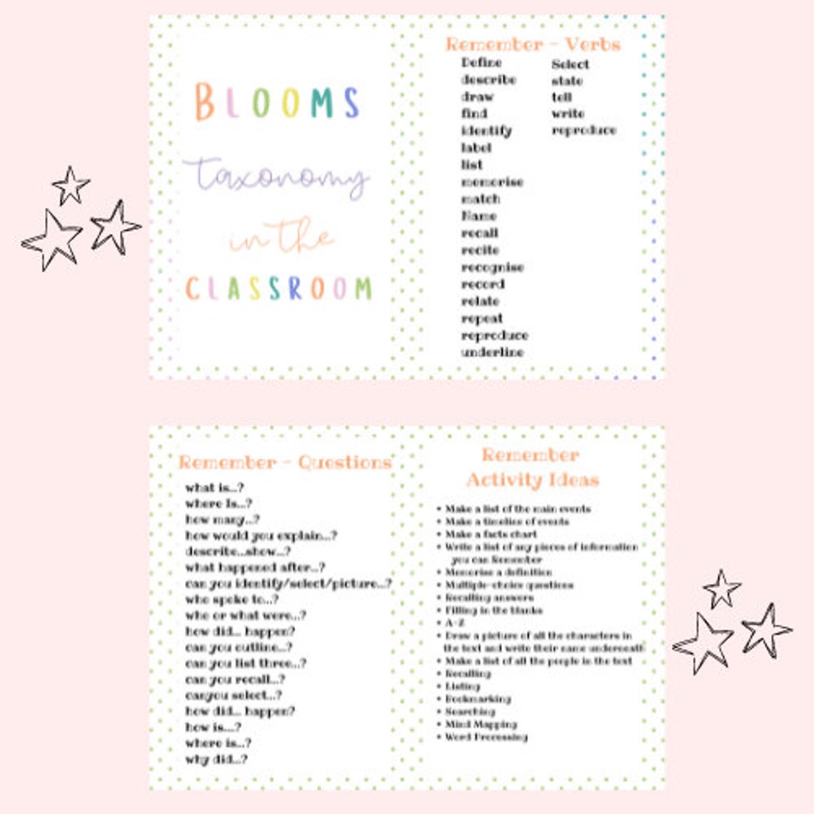 Bloom's Taxonomy Flash Cards and Poster Set, Critical Thinking ...