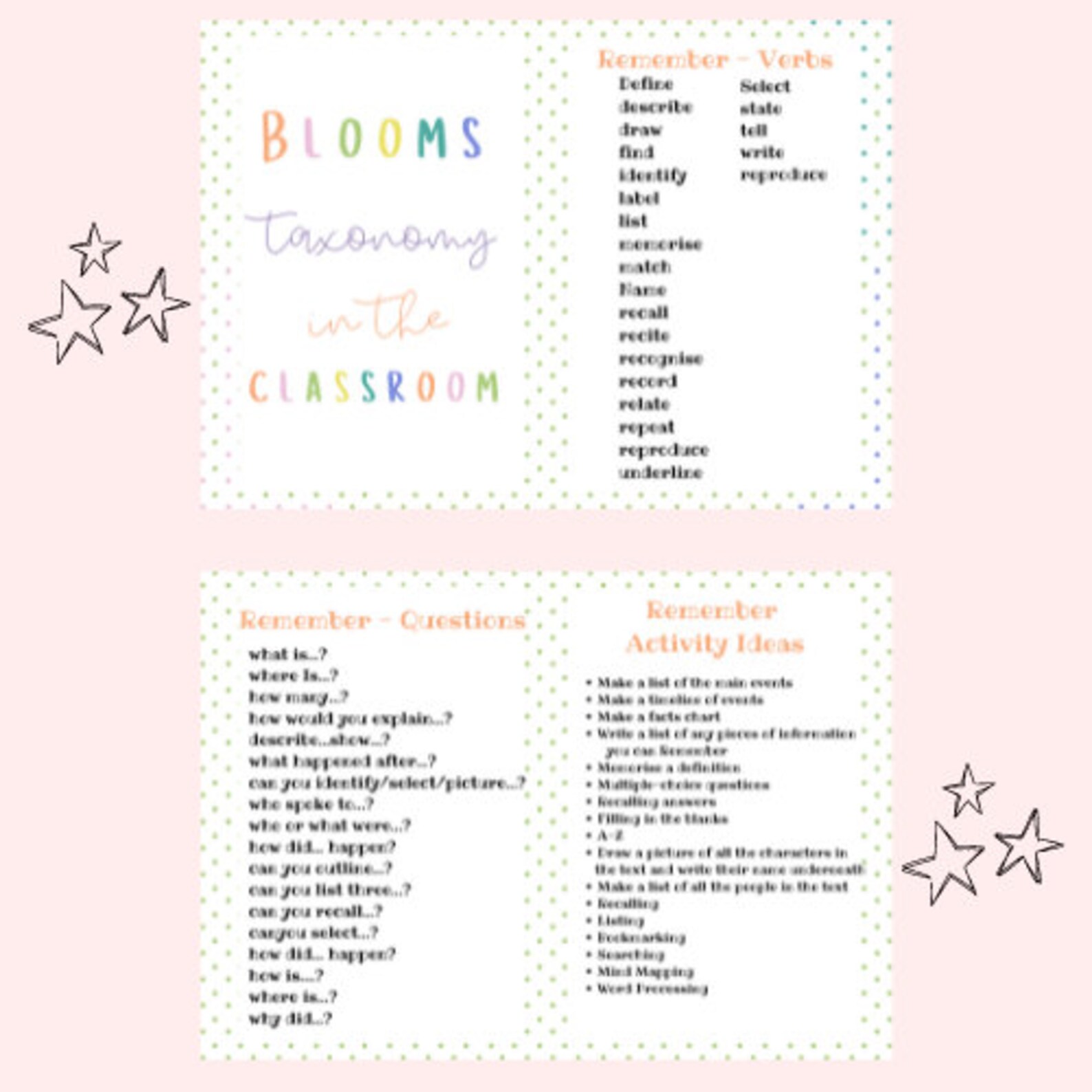 Bloom's Taxonomy Flash Cards and Poster Set, Critical Thinking ...