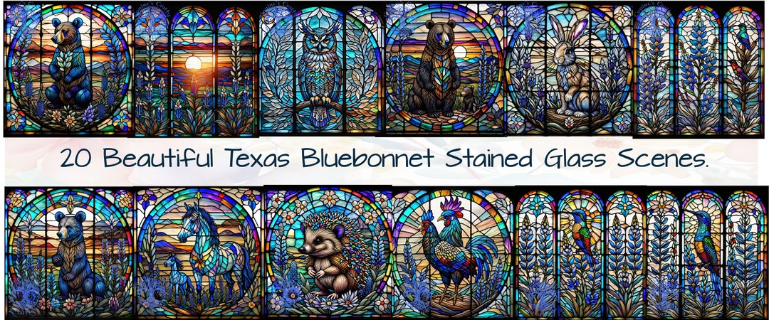 Bluebonnet Stained Glass Scenes 20 Patterns - Etsy