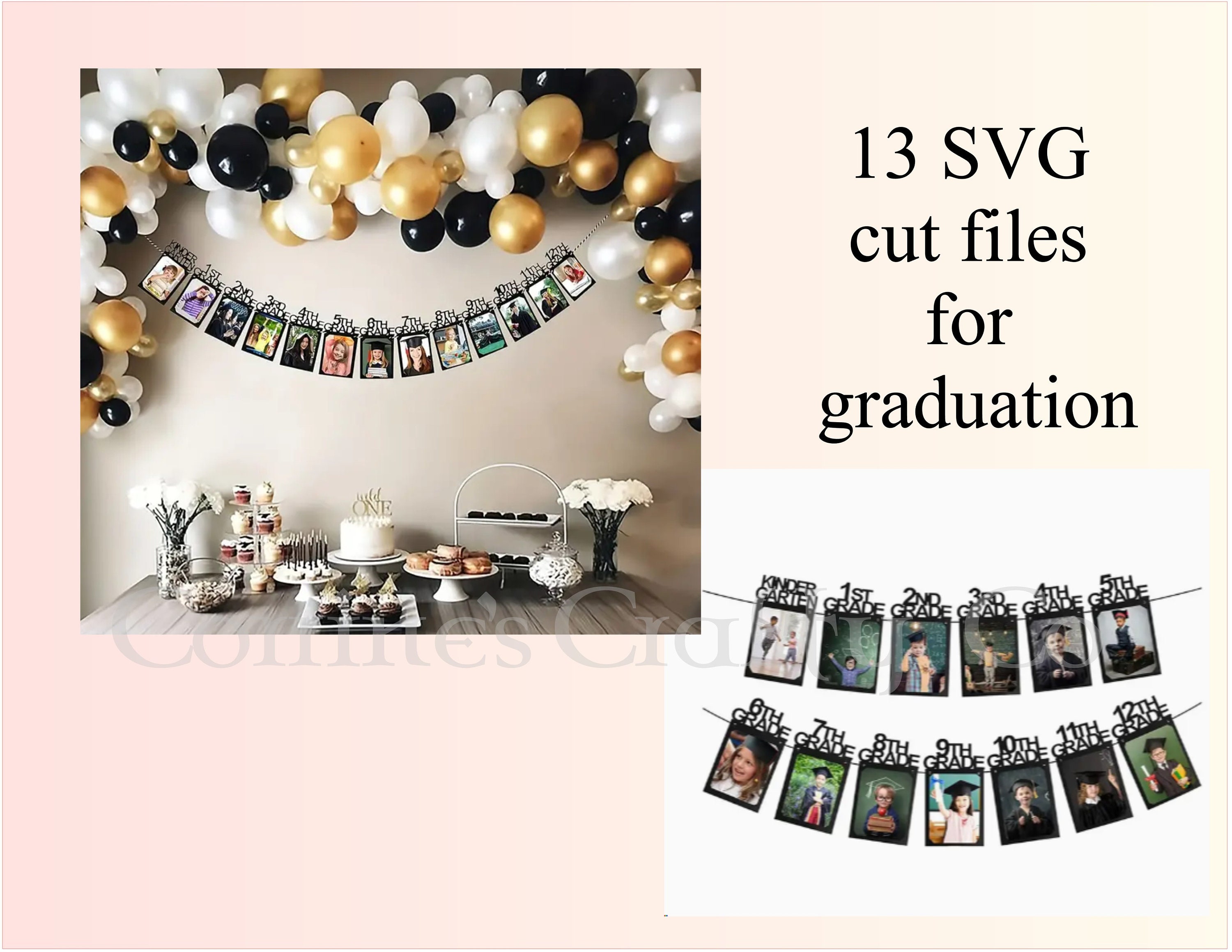 Graduation Photo Banner SVG, for Boy or Girl Yearly Milestones Garland ...