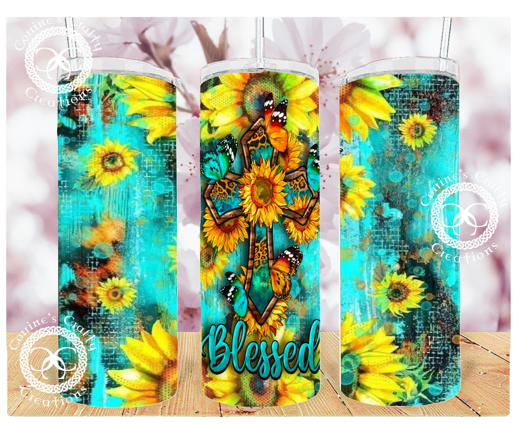 20oz Blessed Sunflower and Cross Design for Subliminaton - Etsy