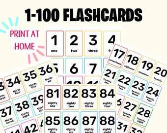 1-100 Flash Cards for Pre-school / Kindergarten - Etsy