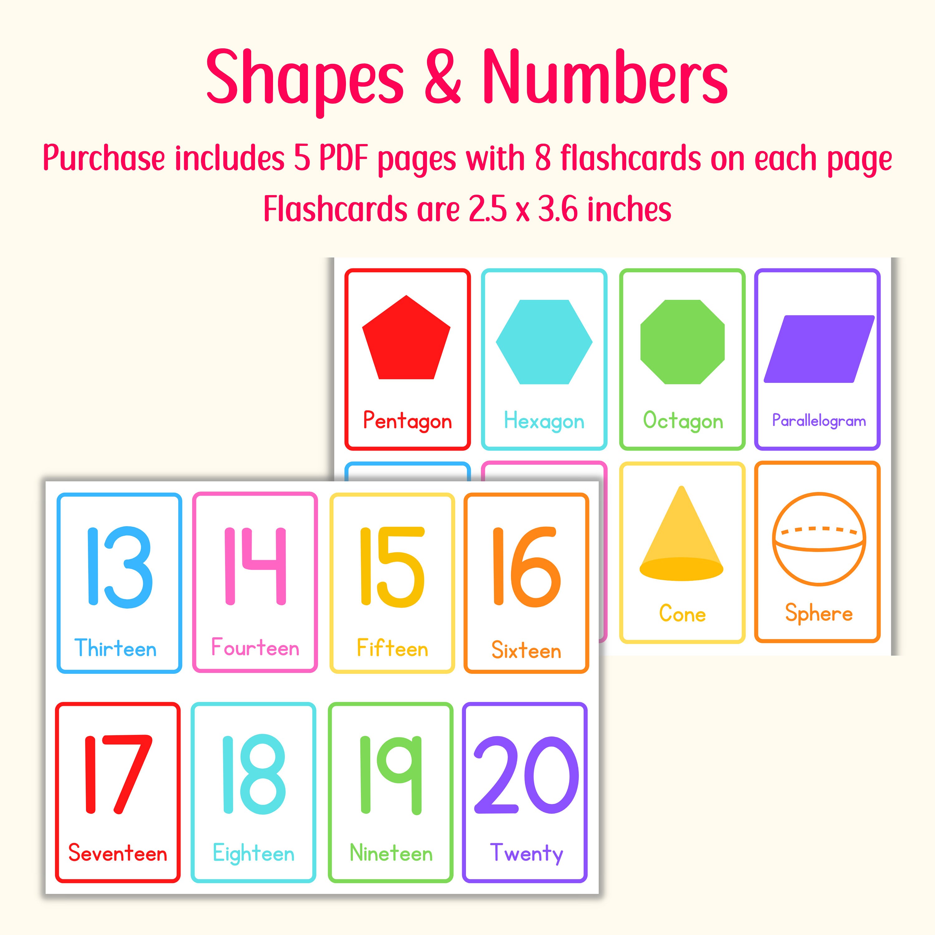 Shapes and Numbers Learning Flashcards | Preschool and Kindergarten | 1 ...