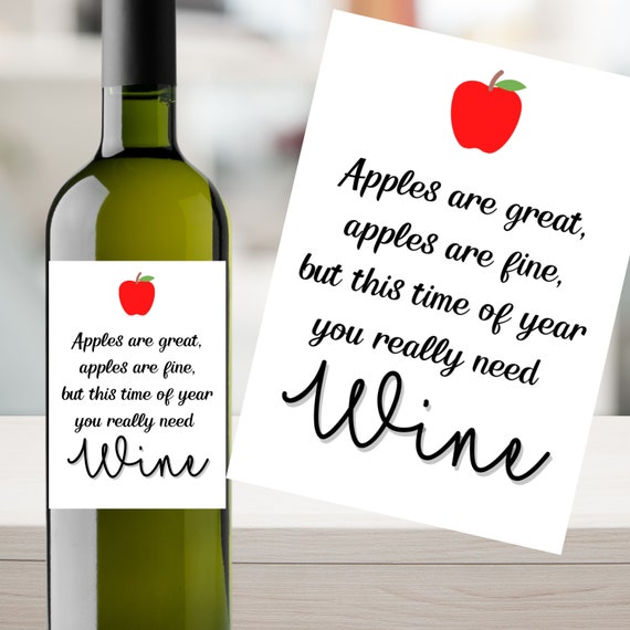 Teacher Wine Label Teacher Appreciation Gift Print at Home | Etsy