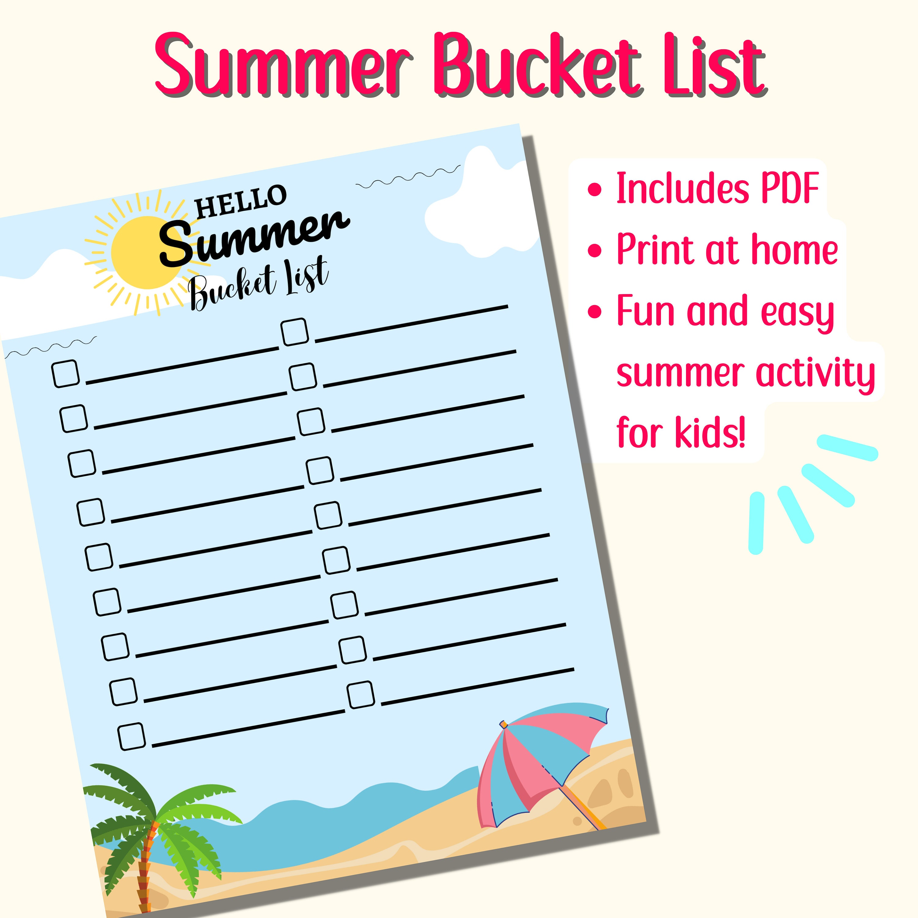 Summer Bucket List | Summer Activity | Kids Schedule | Summer Calendar ...