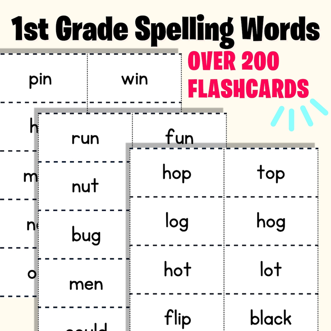 First Grade Spelling Words | Sight Word Flashcards | Kindergarten-1st ...