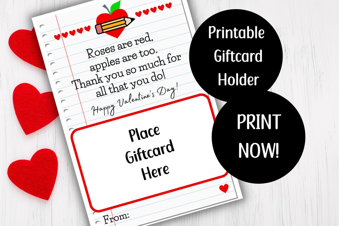 Printable Valentine's Day Gift Card Holder for Teacher | Principal ...