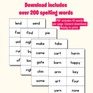 First Grade Spelling Words | Sight Word Flashcards | Kindergarten-1st ...