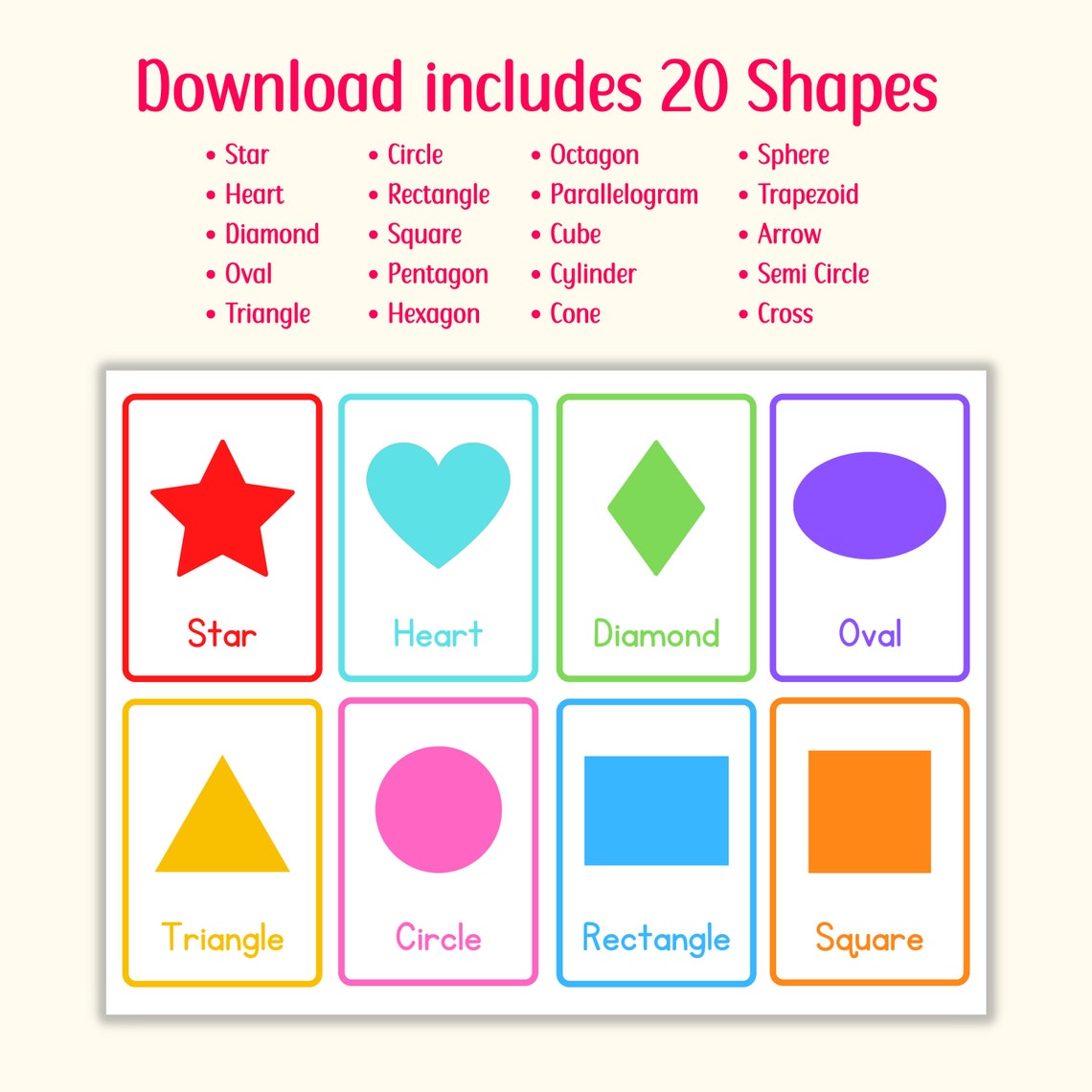 Shapes and Numbers Learning Flashcards | Preschool and Kindergarten | 1 ...