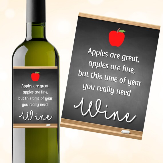 Teacher Wine Label Teacher Appreciation Gift Print at Home - Etsy