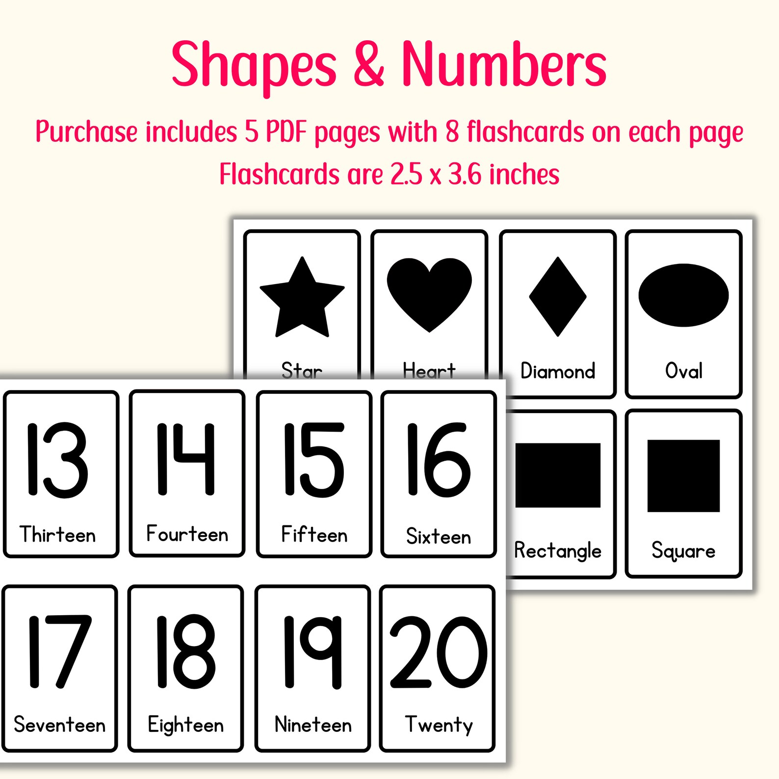 Shapes and Numbers Learning Flashcards | Preschool and Kindergarten ...