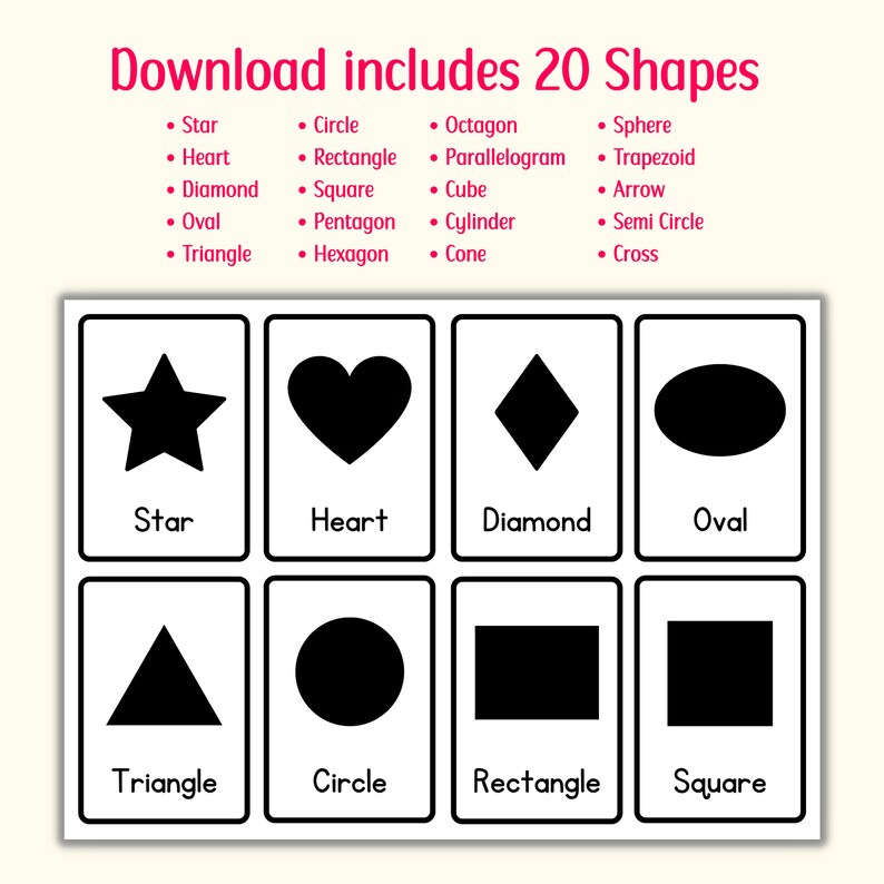 Shapes and Numbers Learning Flashcards | Preschool and Kindergarten ...