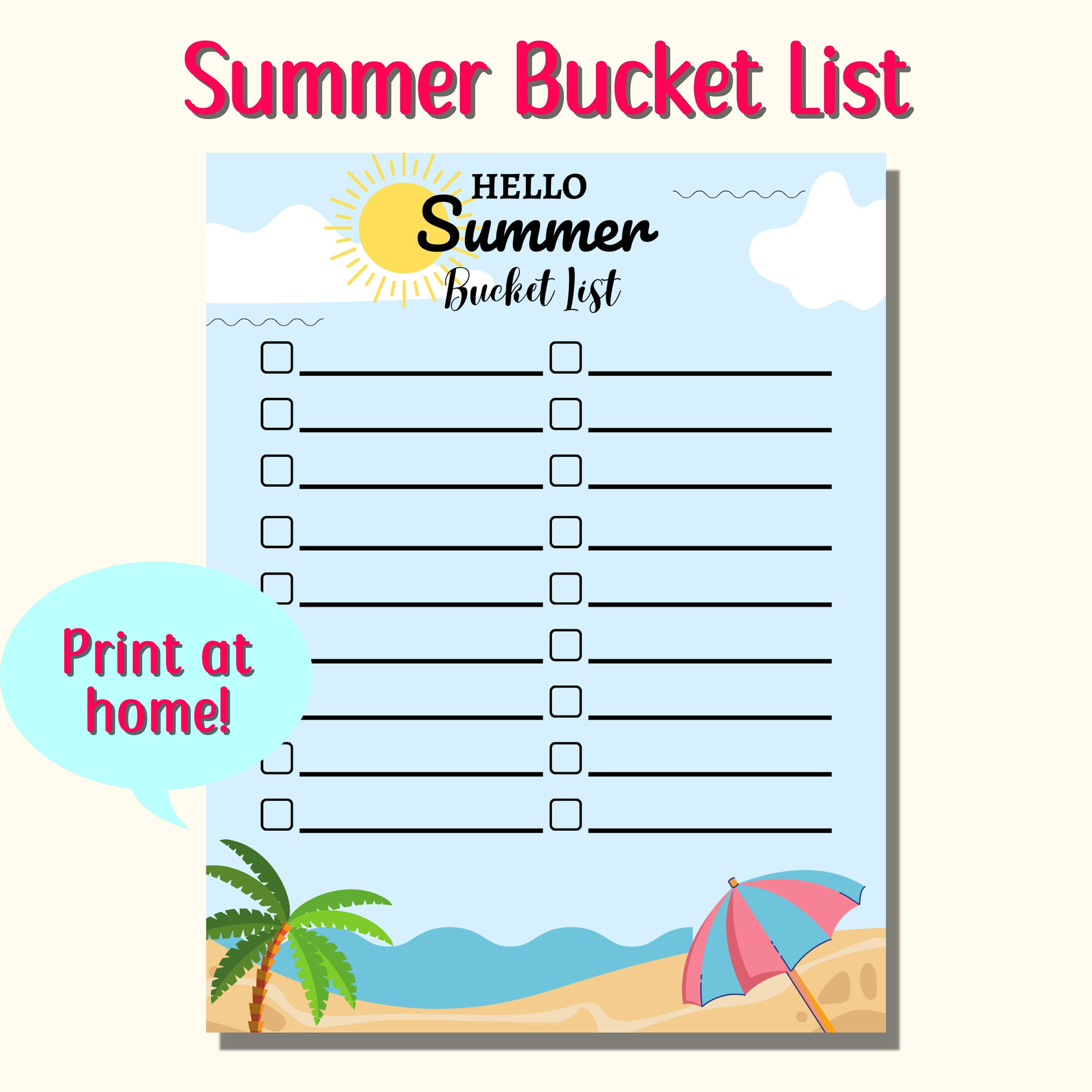 Summer Bucket List | Summer Activity | Kids Schedule | Summer Calendar ...
