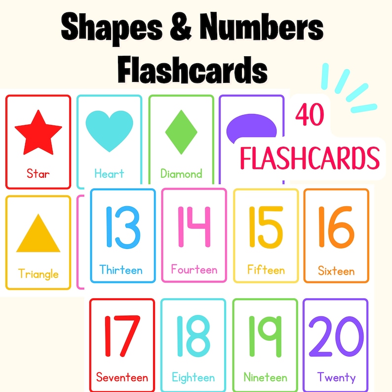 Shapes and Numbers Learning Flashcards | Preschool and Kindergarten | 1 ...