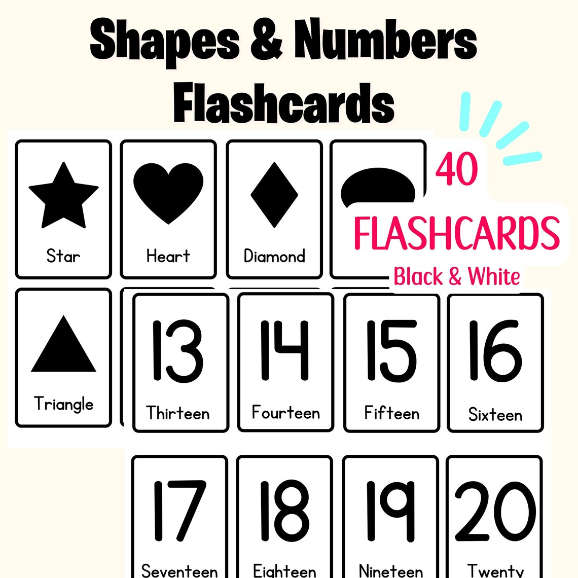 Shapes and Numbers Learning Flashcards | Preschool and Kindergarten ...
