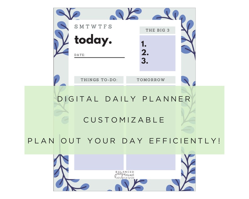 Floral Daily Planner DIGITAL DOWNLOAD Organization for an Efficient Day ...