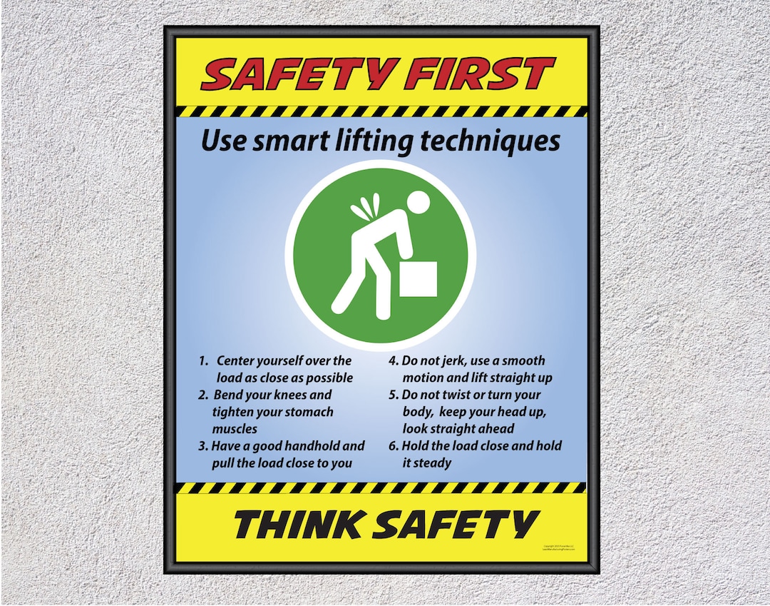 Lifting Technique, Safety Poster - Business or Office, Framed and ...