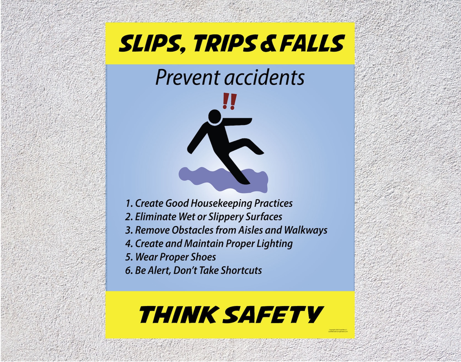 Slip, Trip and Fall, Safety Poster - Business or Office, Framed and Unframed, Motivational ...
