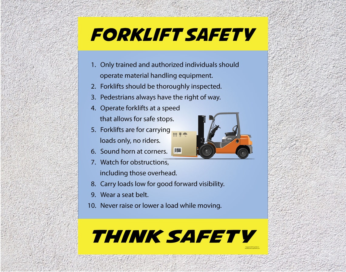 Forklift Safety, Ten Rules, Safety Poster - Business or Office, Framed ...