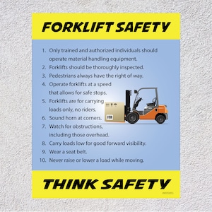 Forklift Safety, Ten Rules, Safety Poster - Business or Office, Framed ...
