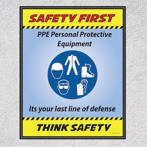 PPE - Personal Protective Equipment, Safety Poster - Business or Office ...