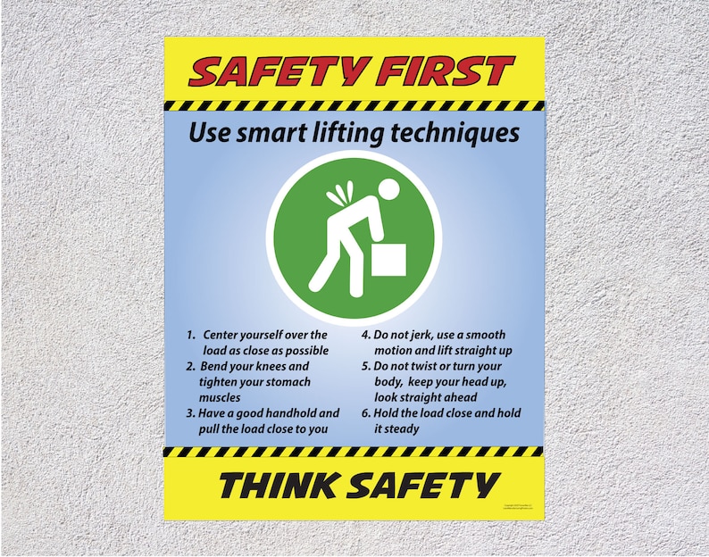 Lifting Technique, Safety Poster - Business or Office, Framed and ...