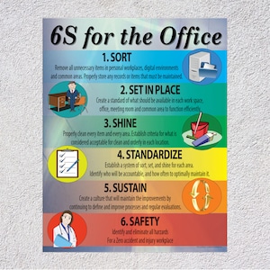 6S for the Office Poster - Lean for Business, Office, Wall Art, Décor ...