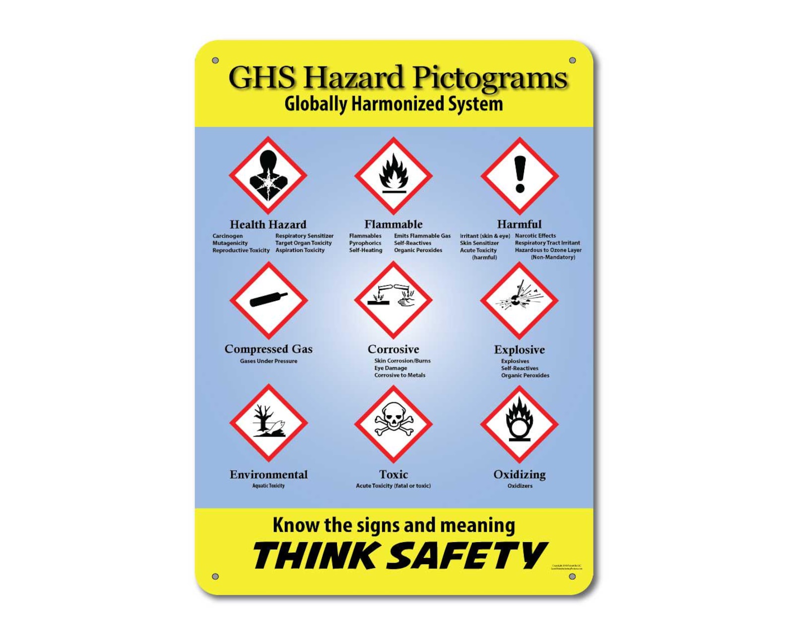 GHS Pictograms Sign, Quality Plastic Wall Poster, Plaque, Workplace ...