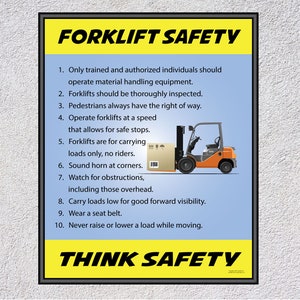 Forklift Safety, Ten Rules, Safety Poster - Business or Office, Framed ...