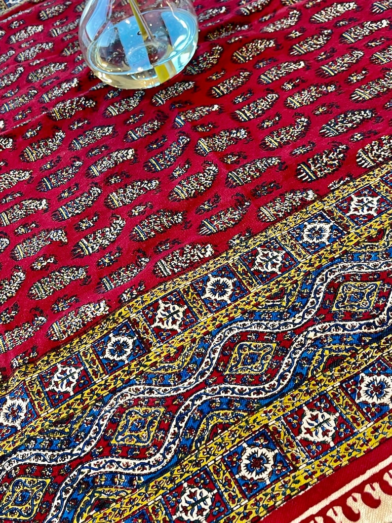 Hand Woven Termeh Tablecloth: Vintage Floral Block Print, 40x40 - Etsy