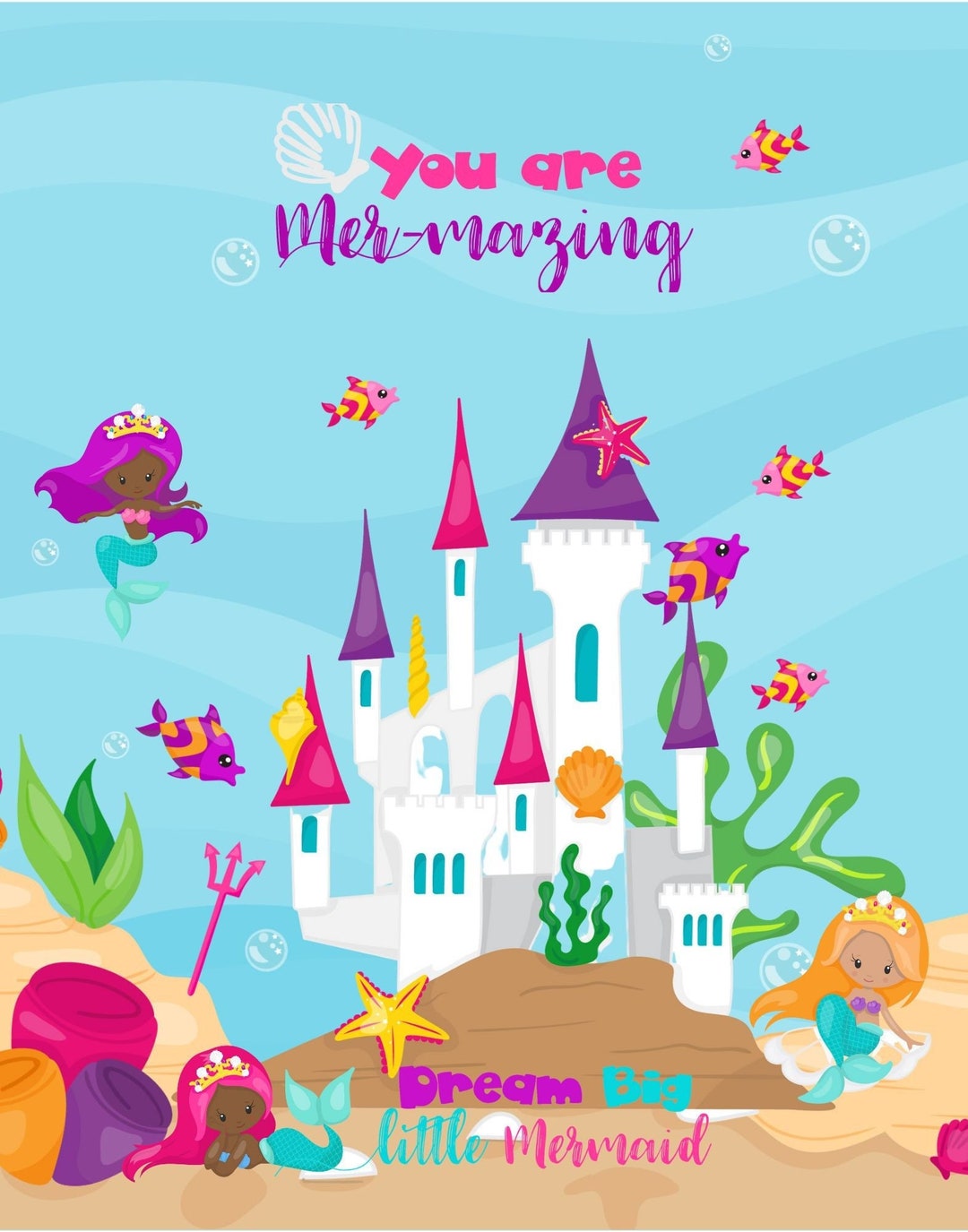 Little Mermaid's Poster Home Wall Art, Size 11in by 14in. Digital ...