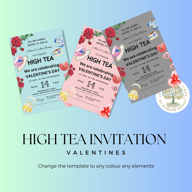 Valentine's Day Template High Tea Invitation: Customizable Digital ...