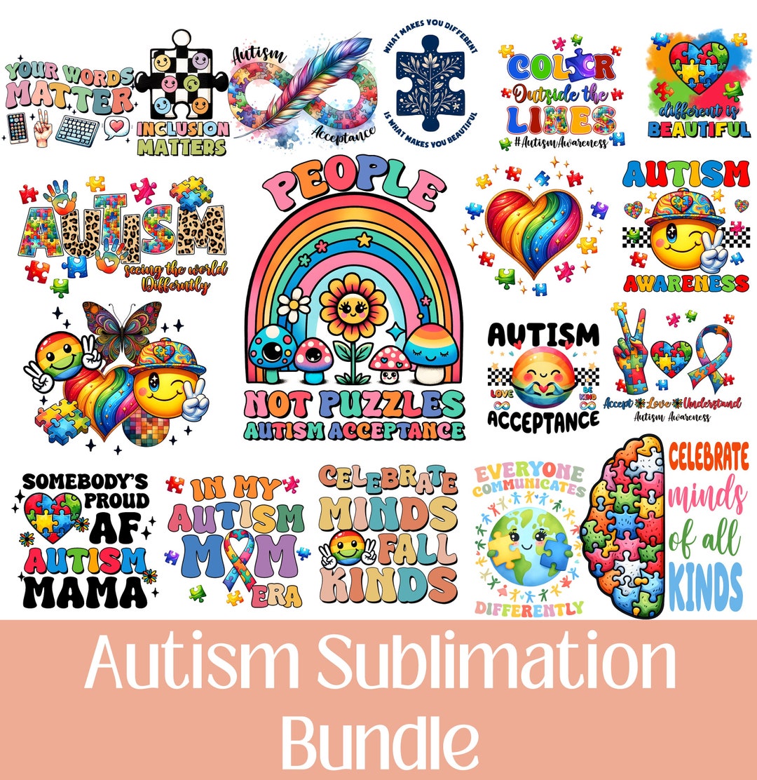 20 Autism Awareness Emoticon Png Bundle, Autism Puzzle Png, Cartoon ...