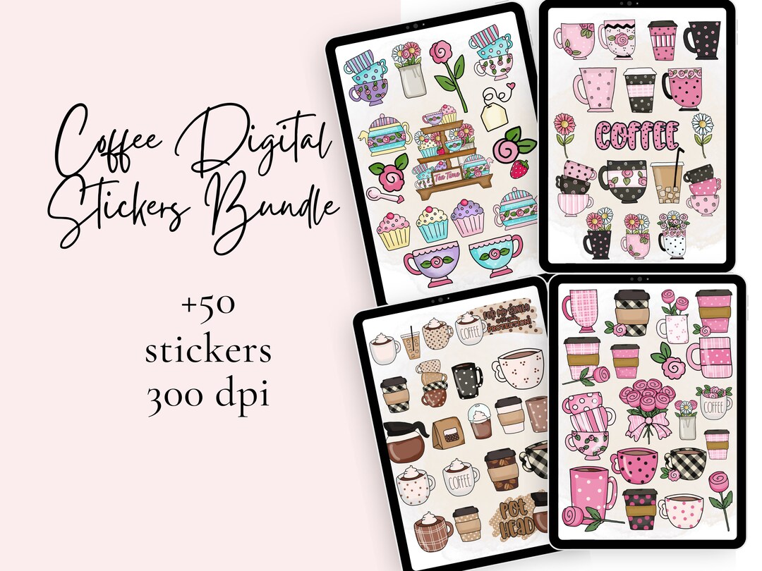 Coffee Stickers Bundle, Clip Art Set of Coffee, Instant Download ...