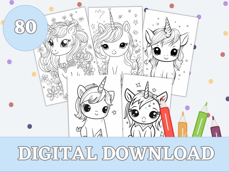 Unicorn Coloring Pages Unicorn Printables Unicorn Games - Etsy