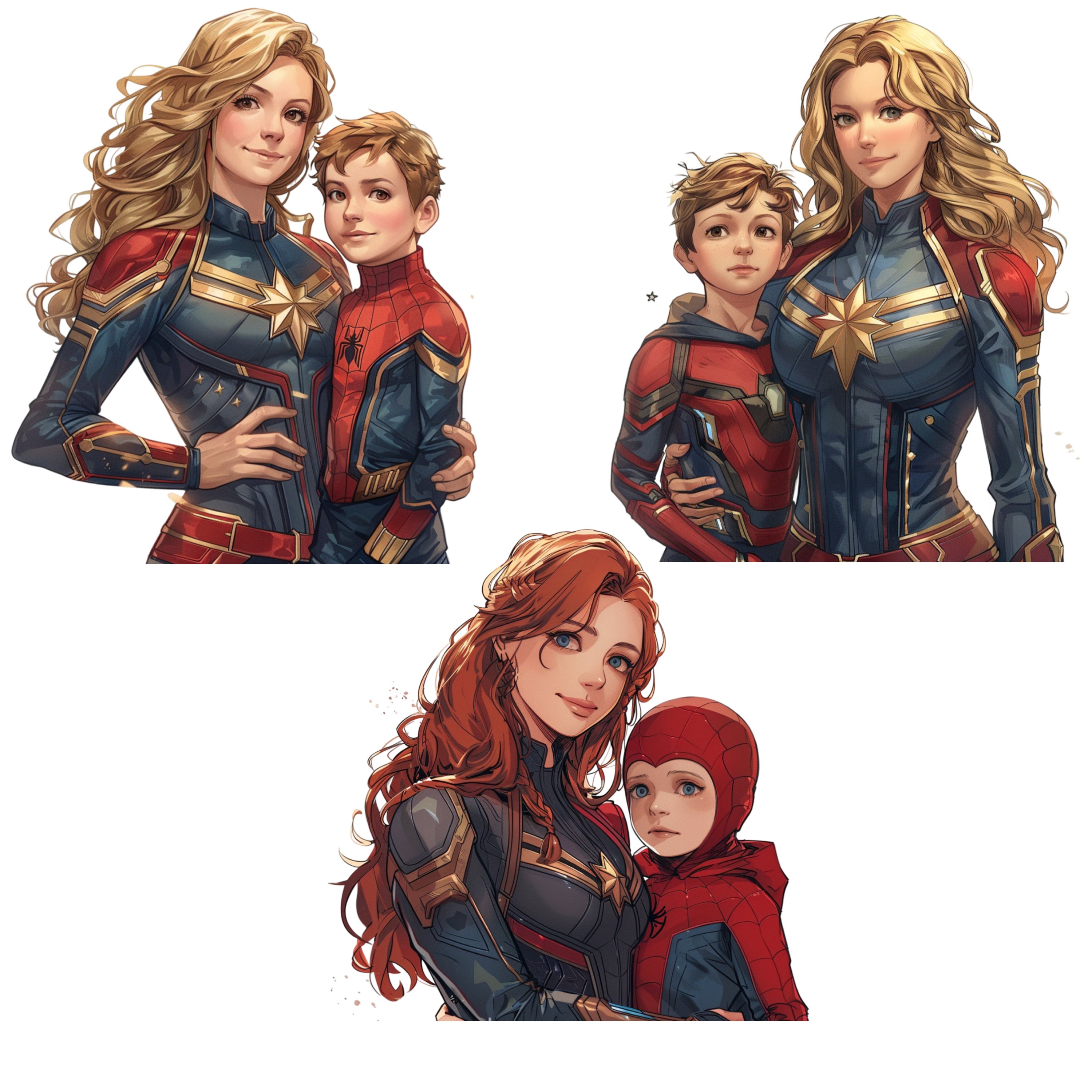 5 Cartoon Superhero Mama Png Bundle, Happy Mothers Day Png, Mom and ...