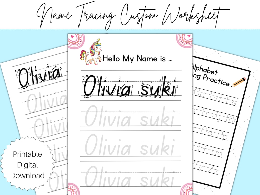 Custom Name Tracing Sheet Personalized Handwriting Practice - Etsy